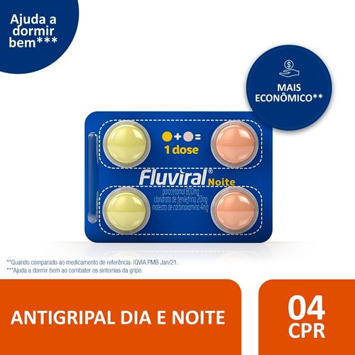 Antigripal Fluviral Noite 4 Comprimidos - Drogaria Sao Paulo