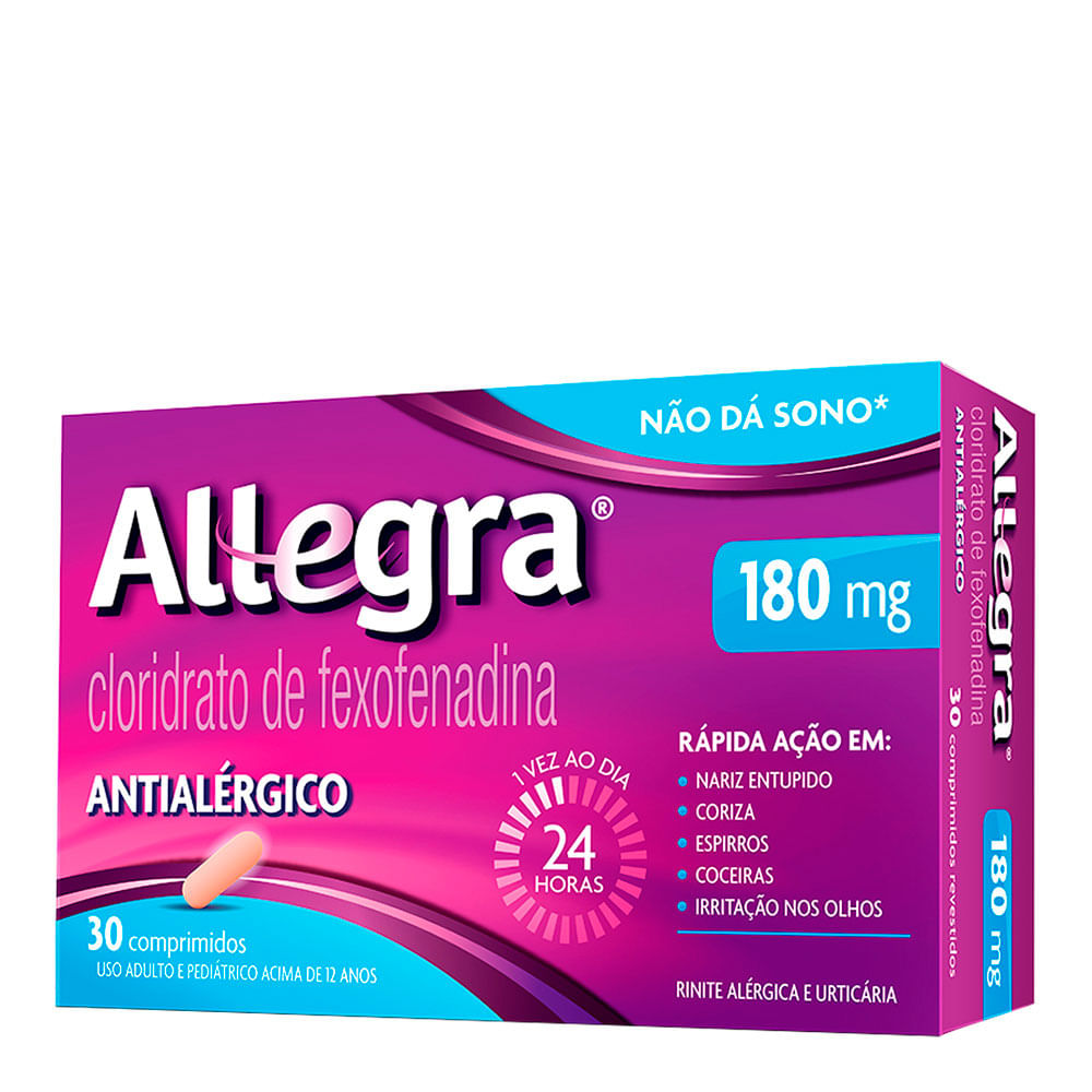 Antialérgico Allegra 180mg Sanofi 30 Comprimidos - Drogaria Sao Paulo