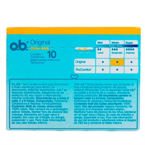 Absorvente Interno OB Médio Original 10 unidades - Drogaria Sao Paulo