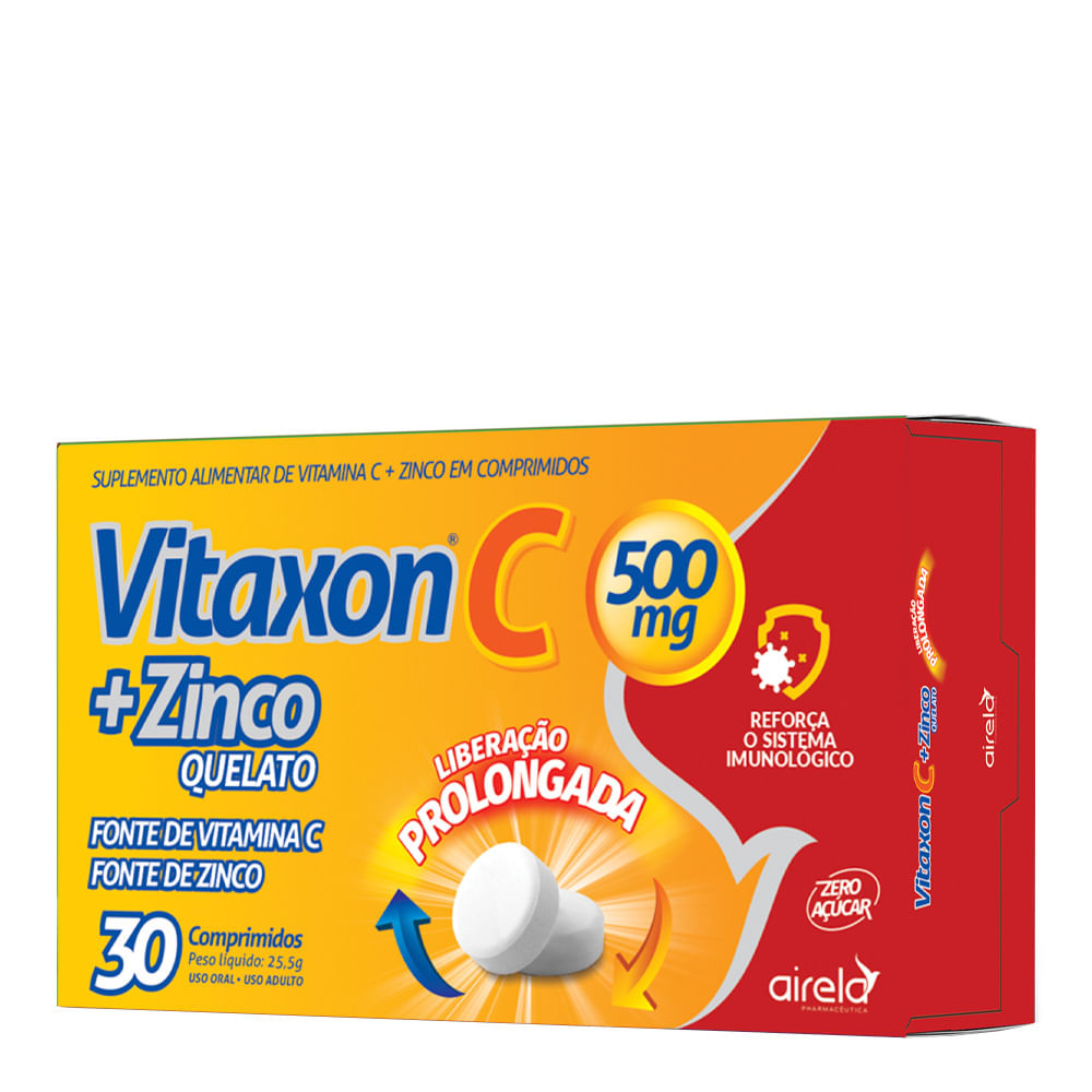 Vitaxon C + Zinco 500mg Airela 30 comprimidos - Drogaria Sao Paulo