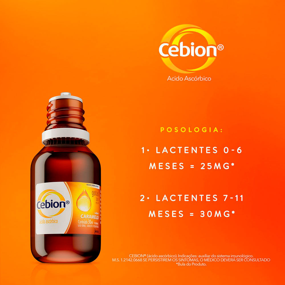 Vitamina C Cebion 200mg P&G Solução Oral Sabor Caramelo 30ml - Drogaria ...