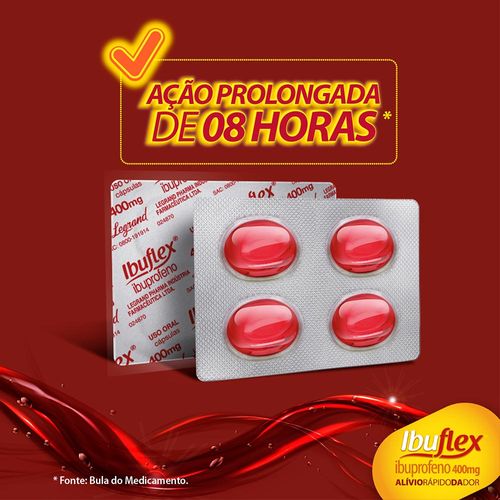Ibuflex 400mg Legrand 4 Cápsulas - Drogaria Sao Paulo