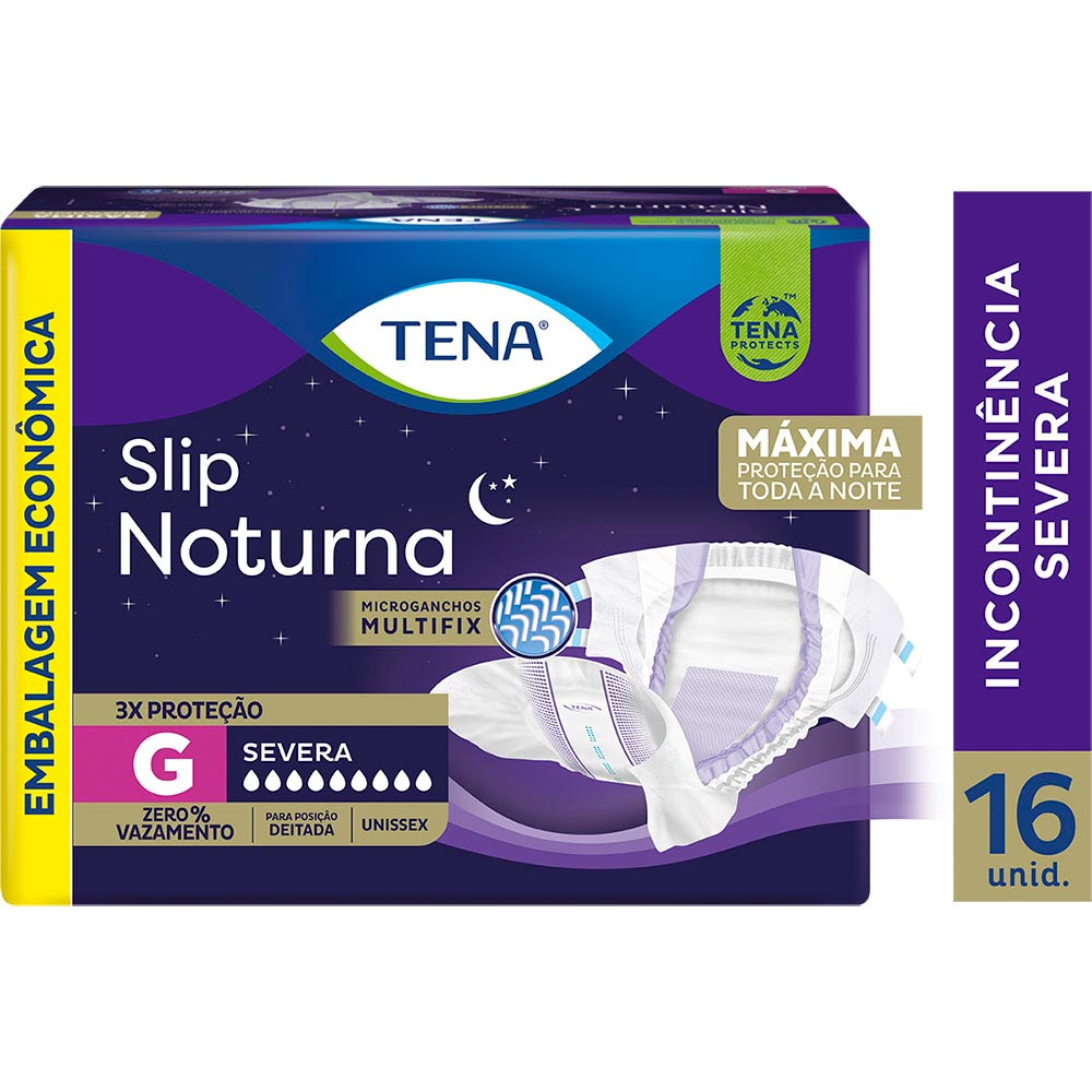Fralda Geriátrica Tena Slip Noturna G 16 Unidades - Drogaria Sao Paulo