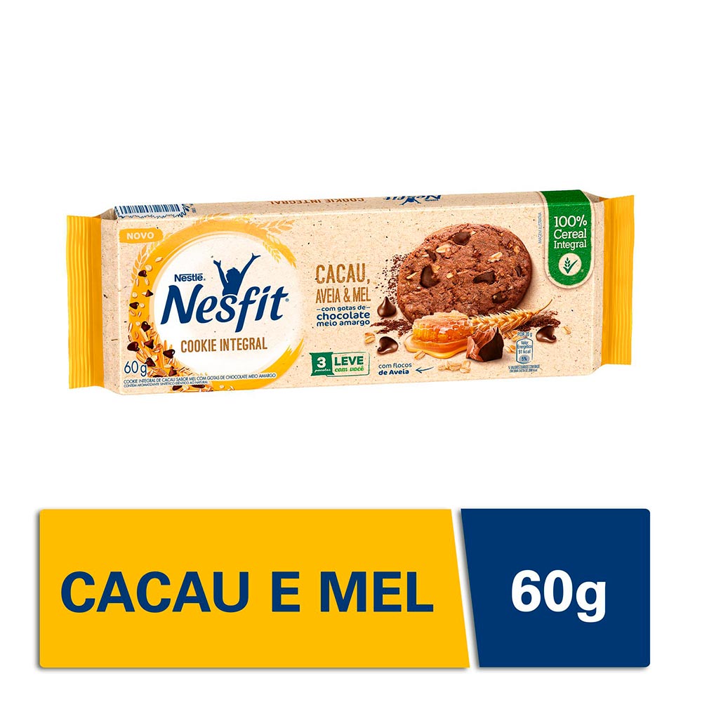 Biscoito Nesfit Cookie Integral Cacau Avelã e Mel 60g - Drogaria Sao Paulo