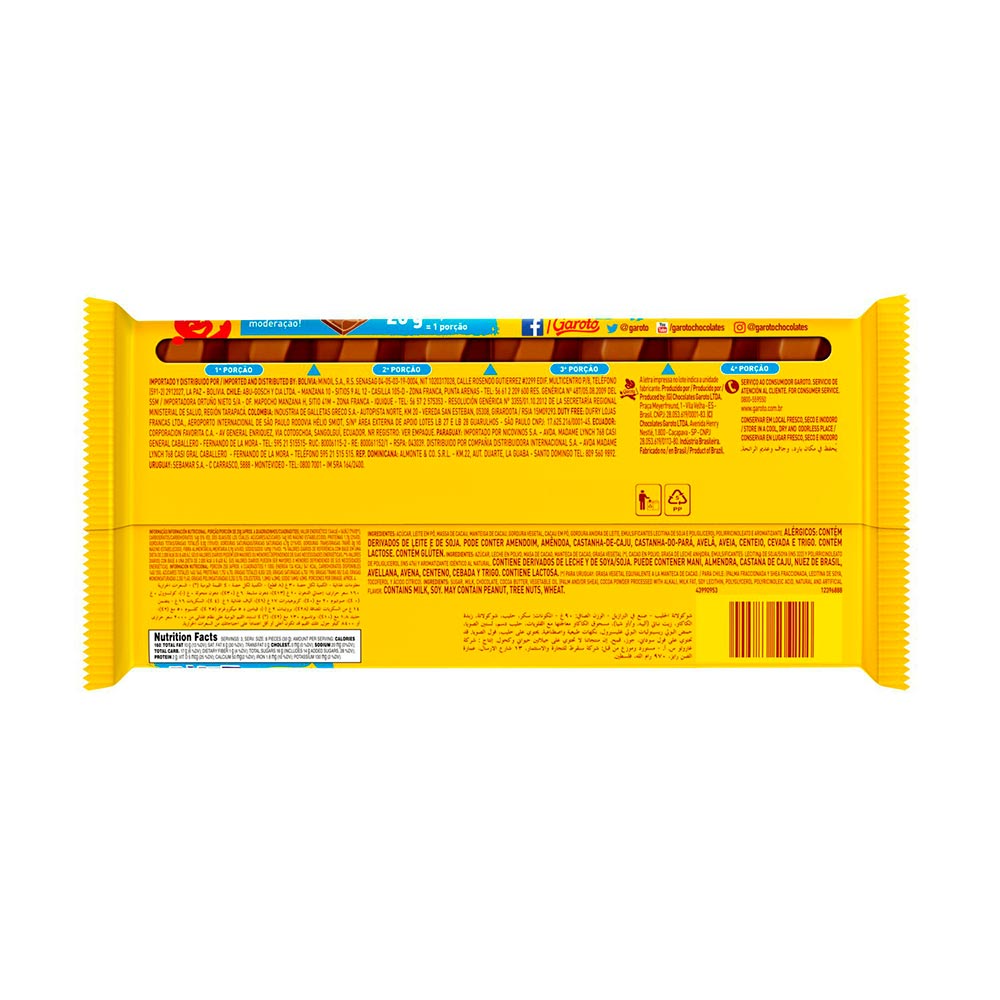 Chocolate Garoto Ao Leite 90g - Drogaria Sao Paulo