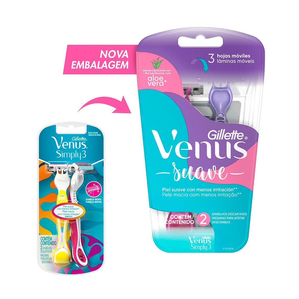 Aparelho De Depilação Gillette Venus Simply3 2 Unidades - Drogaria Sao ...