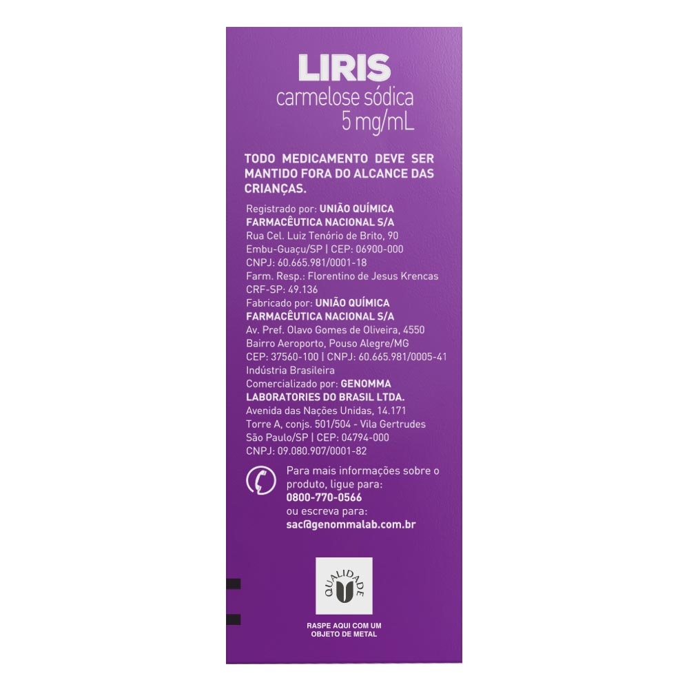 Liris Colírio para os Olhos com Carmelose Sódica, Lubrifica, Hidrata e ...