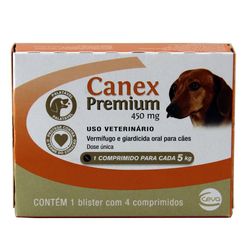 Canex Premium 5kg 4 comp 450mg Ceva Vermífugo Cães - Drogaria Sao Paulo