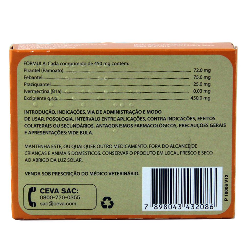 Canex Premium 5kg 4 comp 450mg Ceva Vermífugo Cães - Drogaria Sao Paulo