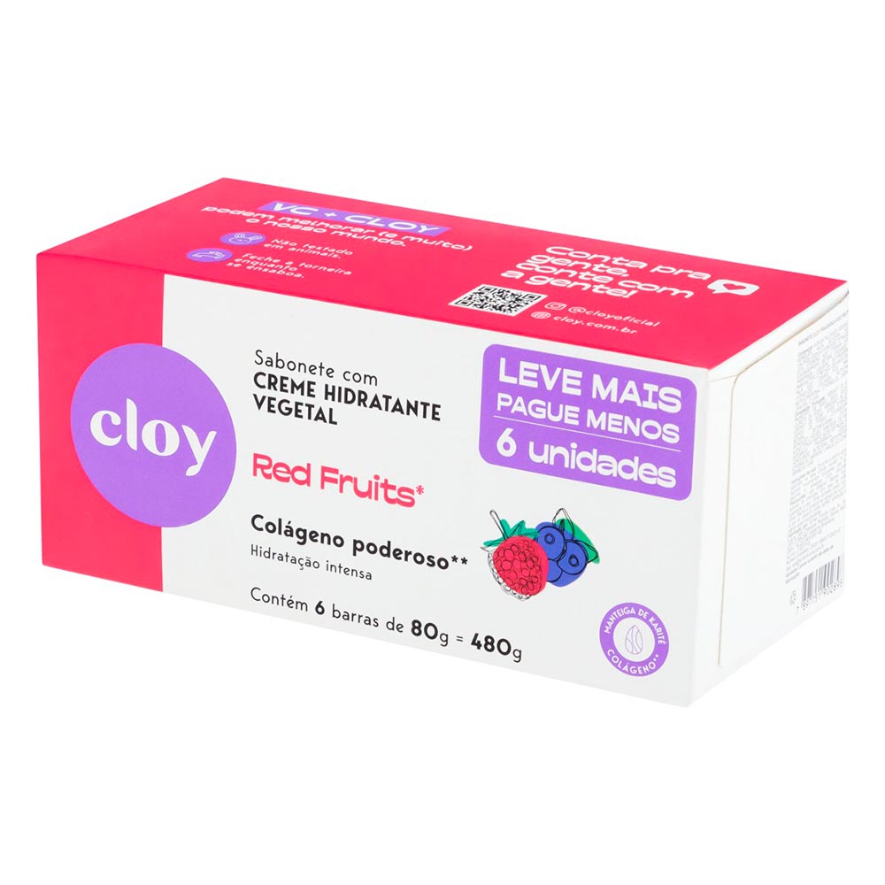 Kit Sabonete em Barra Cloy Red Fruits 6 Unidades 80g - Drogaria Sao Paulo