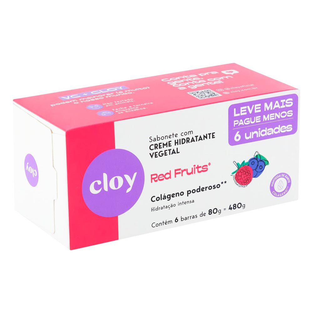 Kit Sabonete em Barra Cloy Red Fruits 6 Unidades 80g - Drogaria Sao Paulo