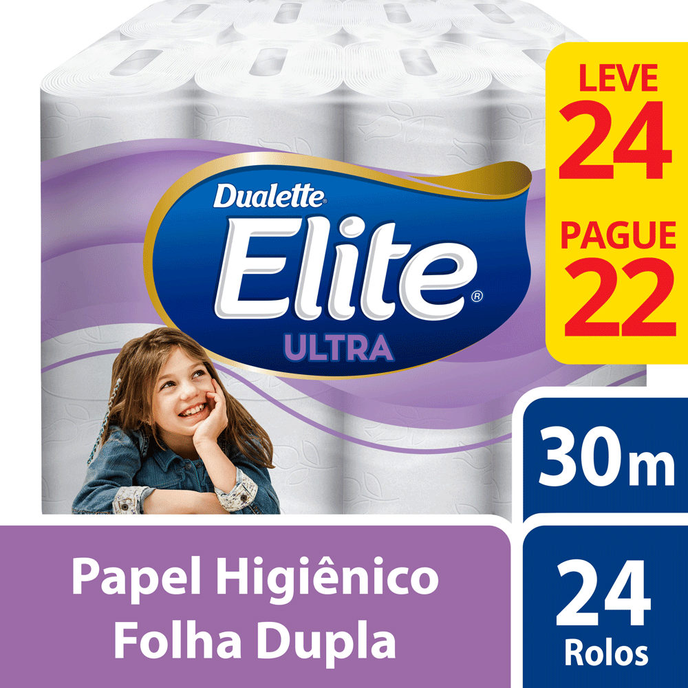 Papel Higiênico Folha Dupla Elite Ultra L24p22 Rolos De 30m Drogaria