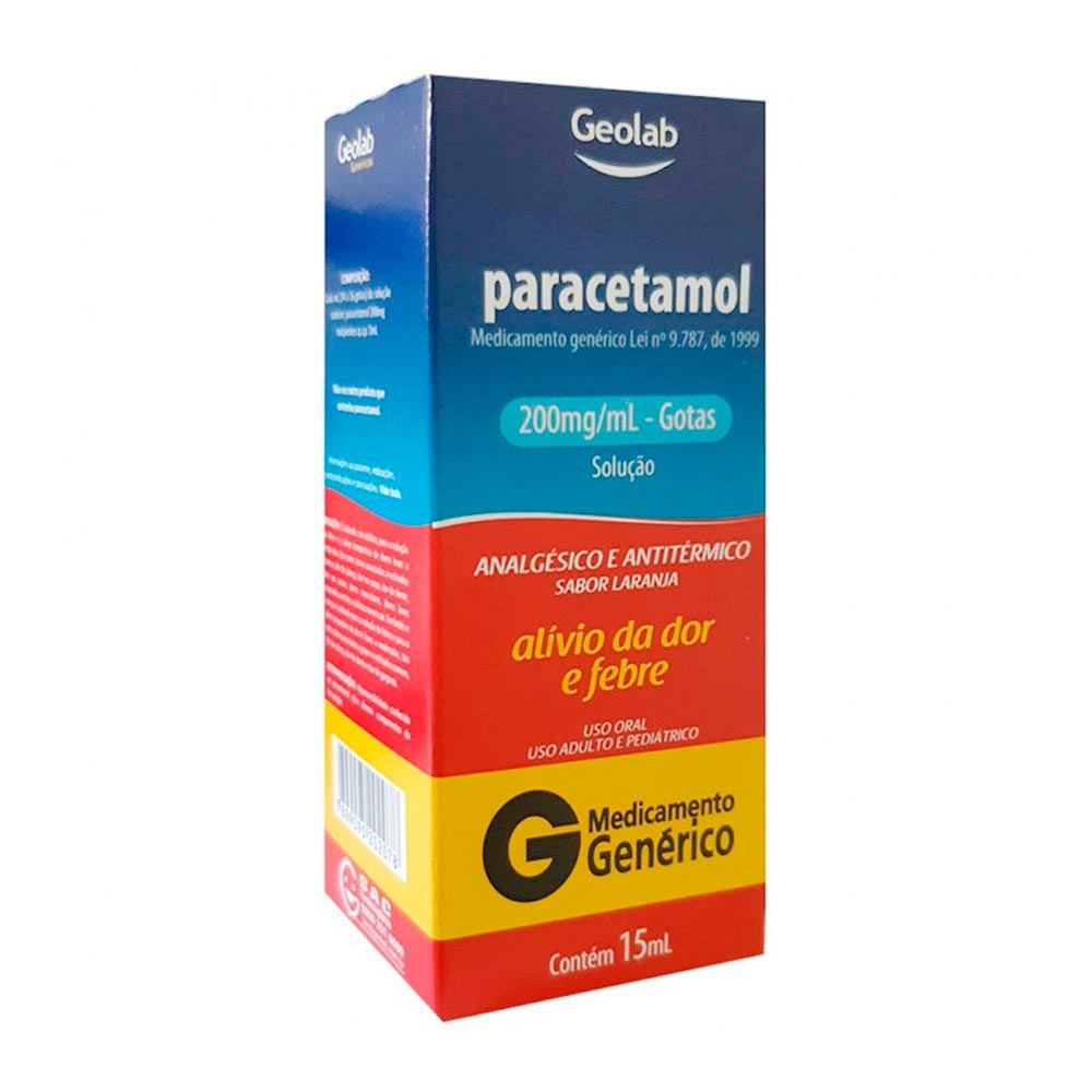 Paracetamol 200mg/mL Genérico Geolab 1 Frasco com 15mL de Solução ...