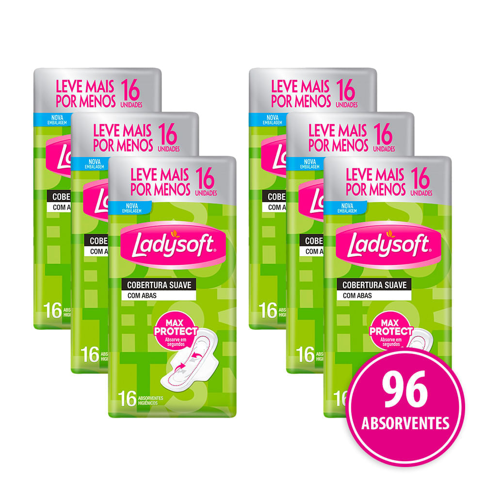 Absorvente Ladysoft Normal Suave Com Abas 96 Unidades - Drogaria Sao Paulo