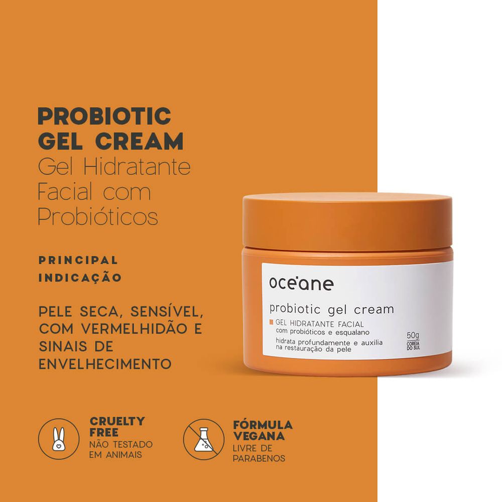 Gel Hidratante Facial com Probióticos e Esqualano - Probiotic Gel Cream 50g Océane - Drogaria ...