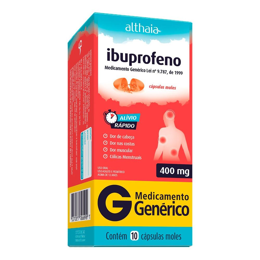 Ibuprofeno 400mg Genérico Althaia 10 Cápsulas - Drogaria Sao Paulo