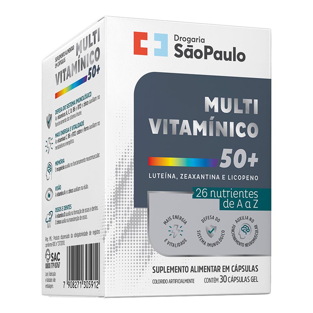 Multivitamínico 50+ Drogaria São Paulo 30 Cápsulas Gelatinosas ...