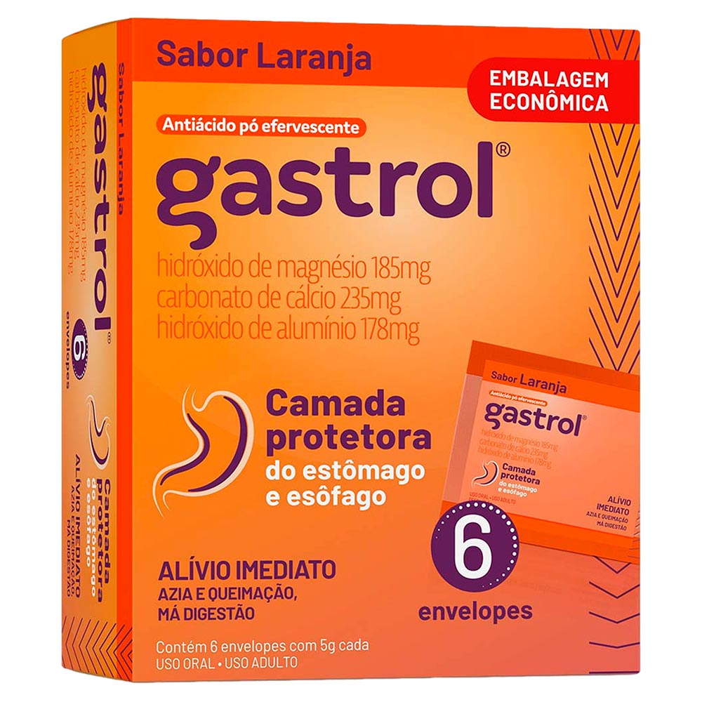 Gastrol Laranja Neo Química 6 Envelopes com 5g Cada - Drogaria Sao Paulo