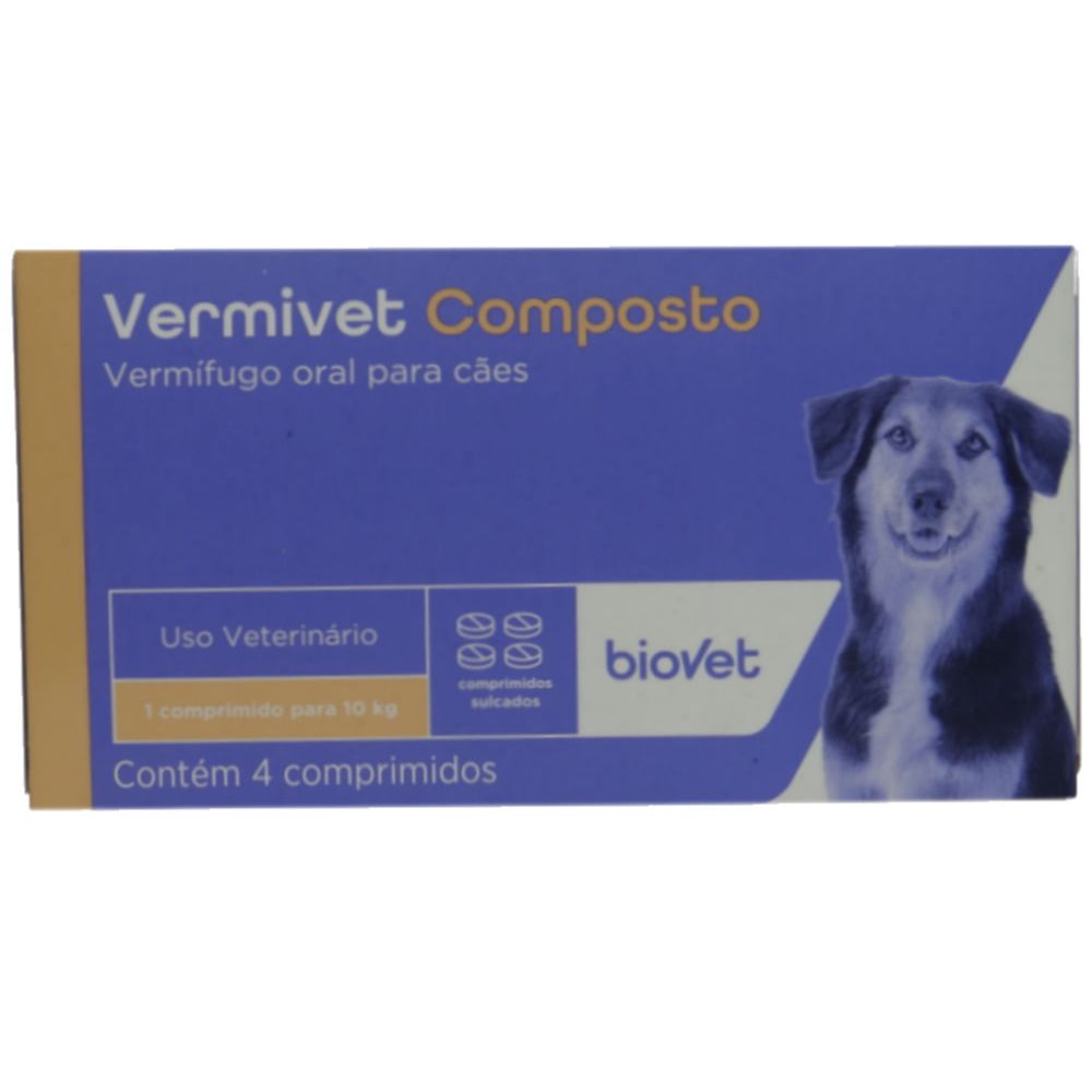 Kit 1 Vermivet Composto Biovet 600mg C/ 4 Comprimidos+1 Biofloxacin ...
