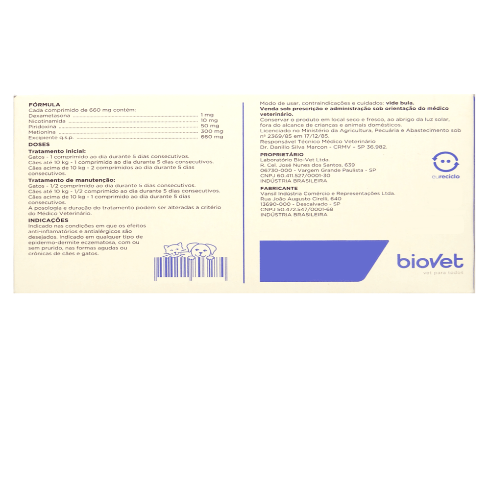 Dexatabs Vita para Cães e Gatos 1mg com 12 comprimidos - Biovet ...