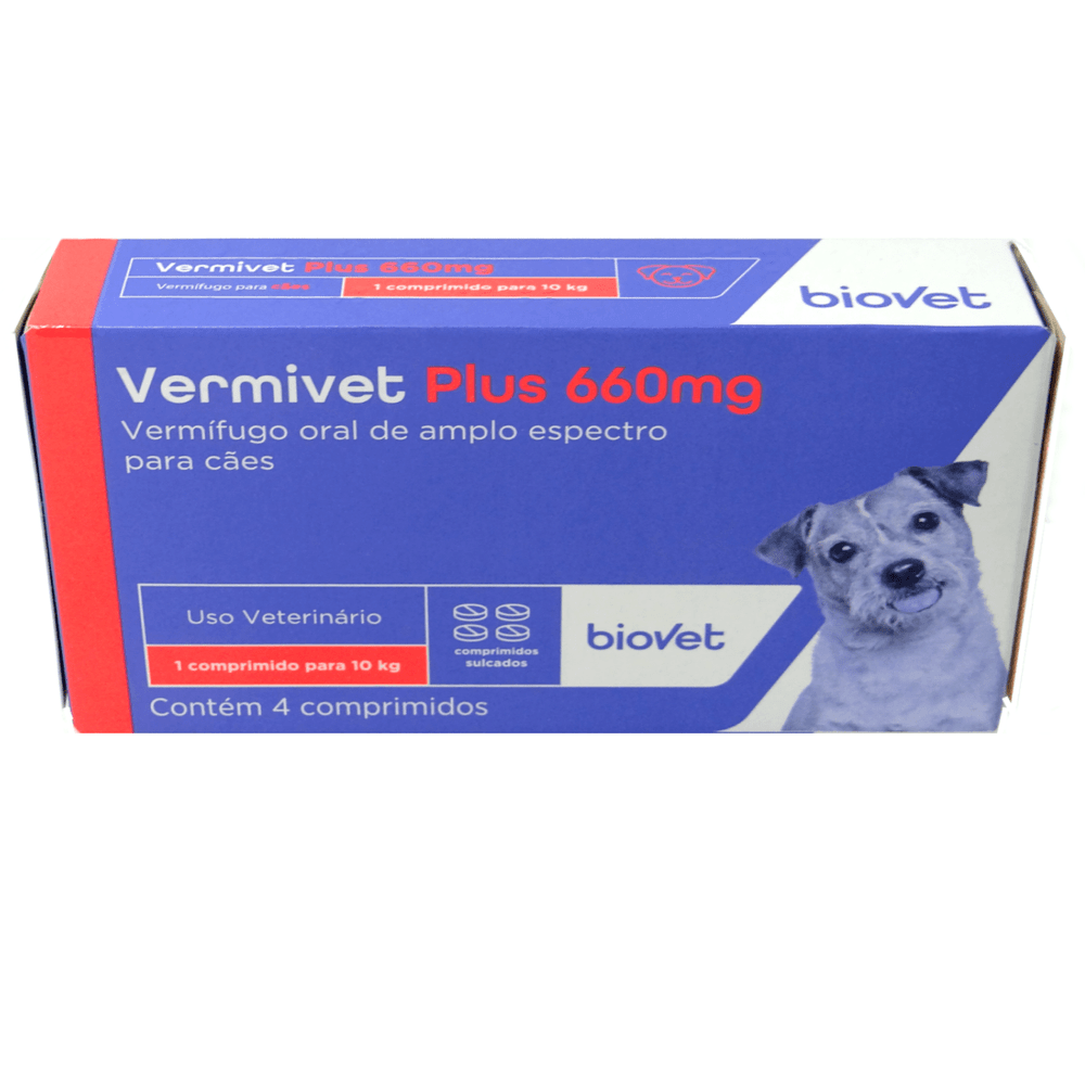 Kit com 10 Vermivet Plus Biovet 660mg c/ 4 Comprimidos - Drogaria Sao Paulo