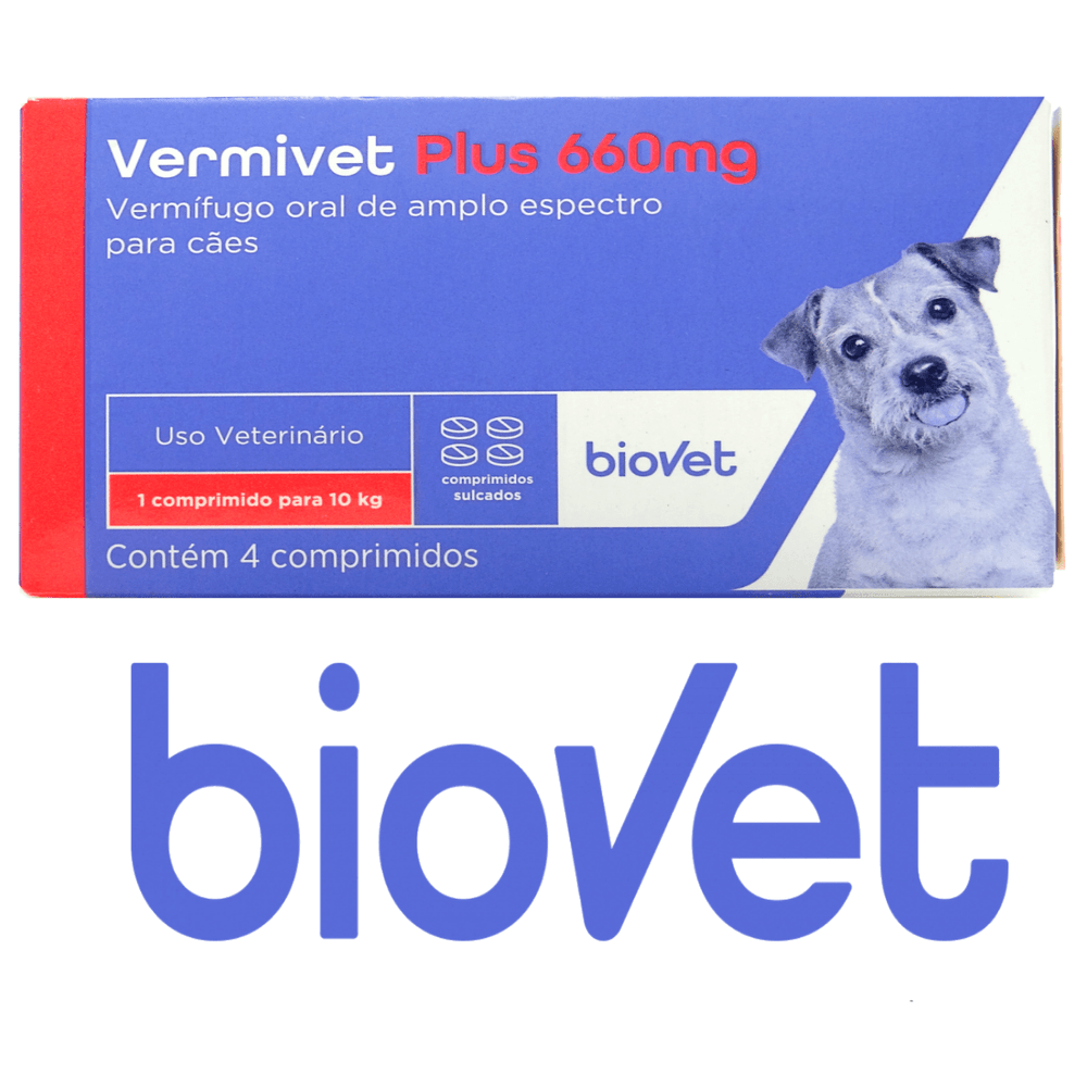 Kit com 10 Vermivet Plus Biovet 660mg c/ 4 Comprimidos - Drogaria Sao Paulo