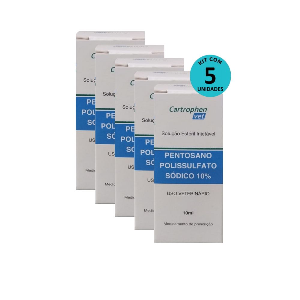 Kit 5 Cartrophen Vet 10ml (Pentosano Polissulfato Sódico 10% ...