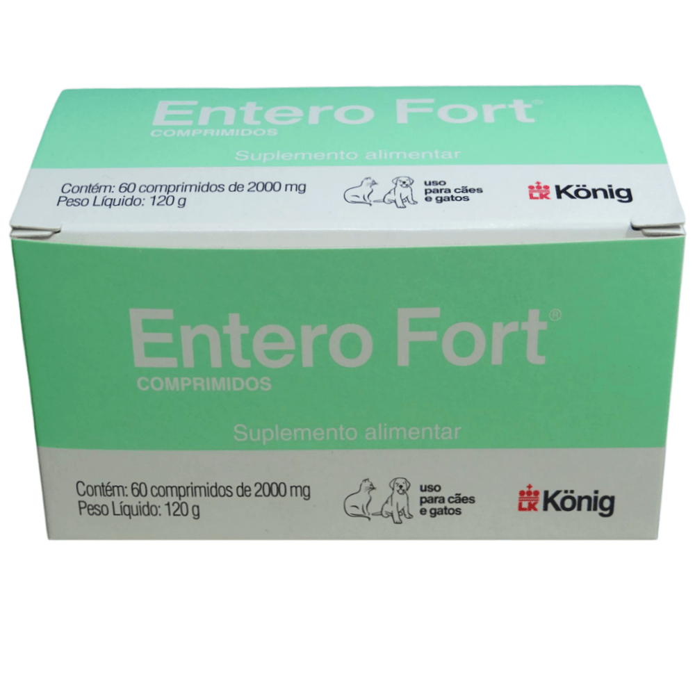 Suplemento Alimentar Entero Fort 2000mg C/ 60 Comp. para Cães e Gatos ...