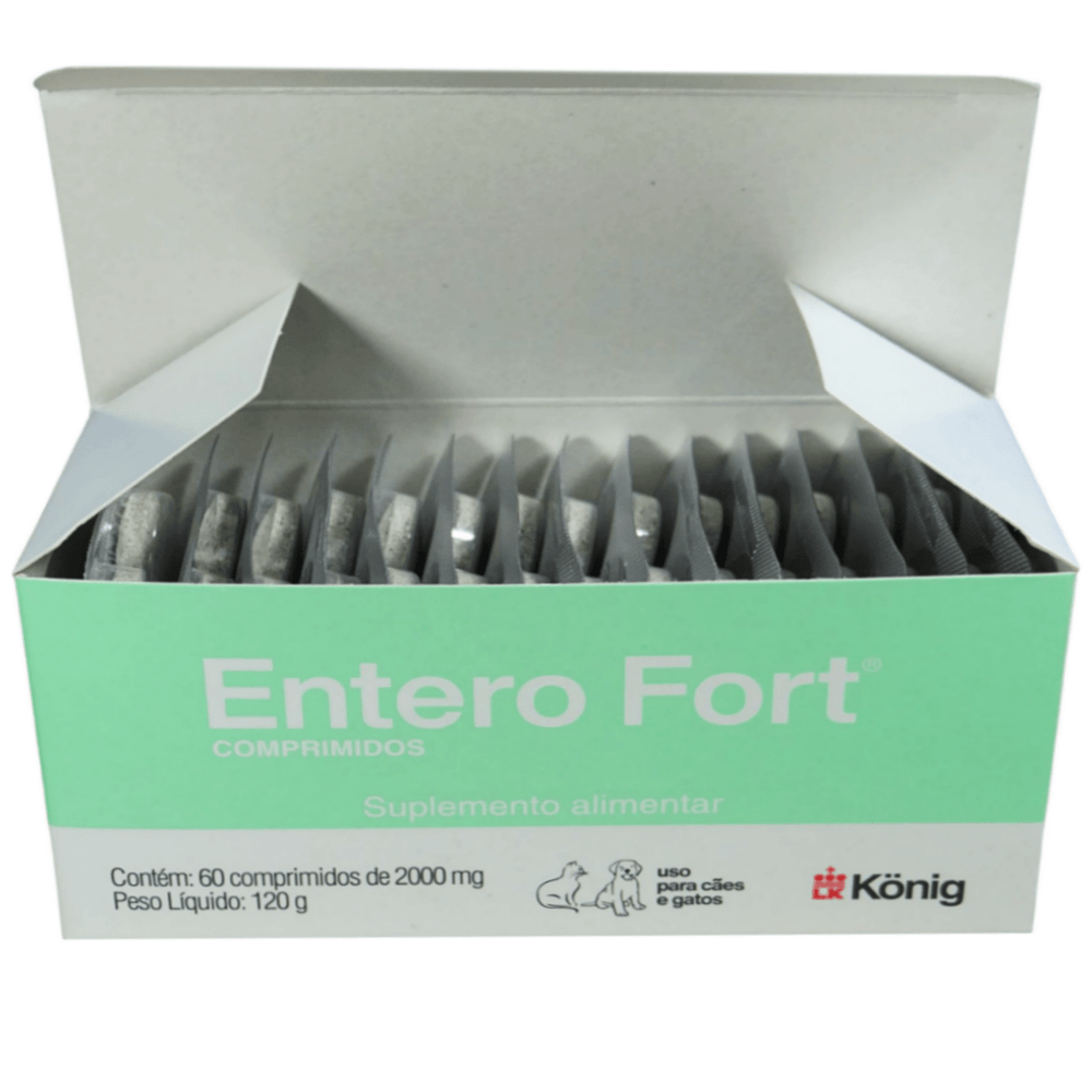 Suplemento Alimentar Entero Fort 2000mg C/ 60 Comp. para Cães e Gatos ...