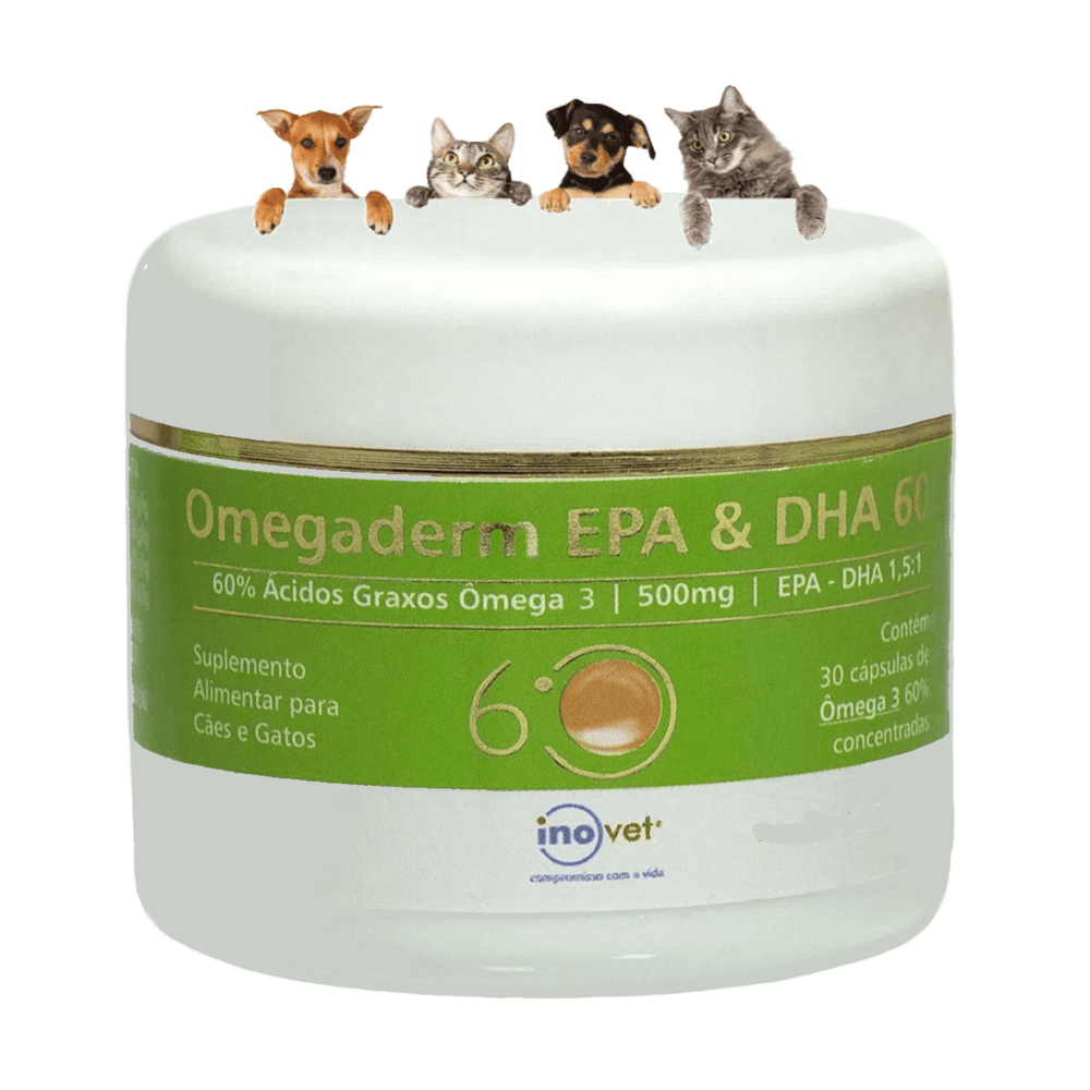 Omegaderm EPA & DHA 60 Suplemento para Cães e Gatos 500mg C/ 30 ...