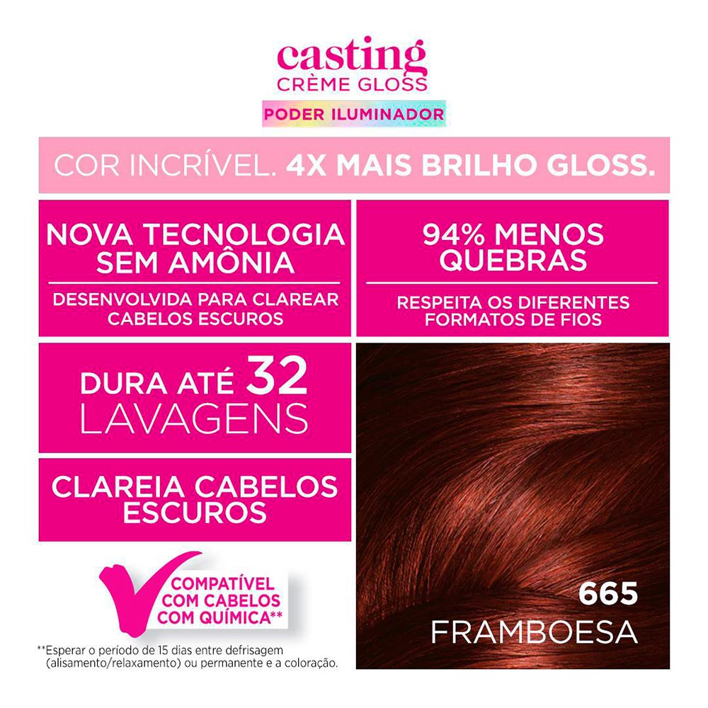 Tinta de Cabelo L’Oréal Paris Casting Creme Gloss 665 Framboesa ...