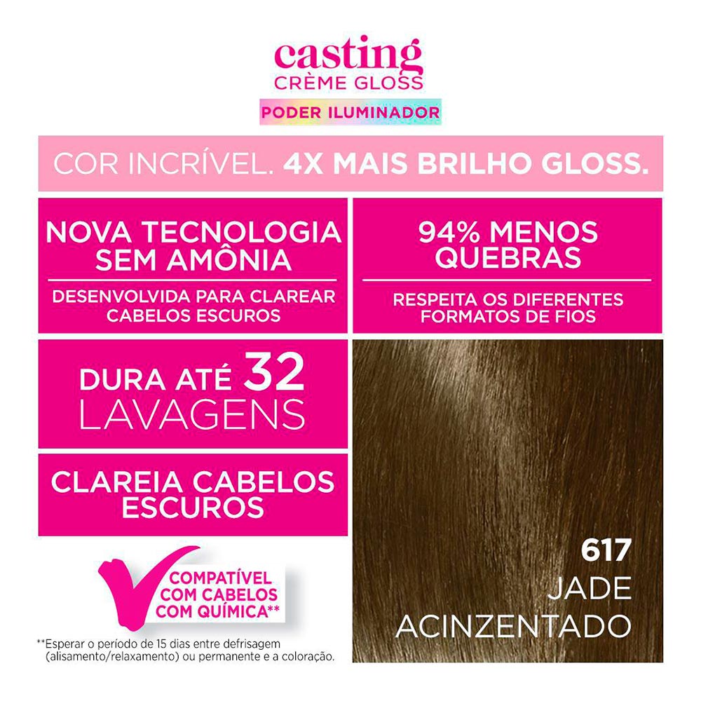 Tinta de Cabelo L’Oréal Paris Casting Creme Gloss 617 Jade Acinzentado ...