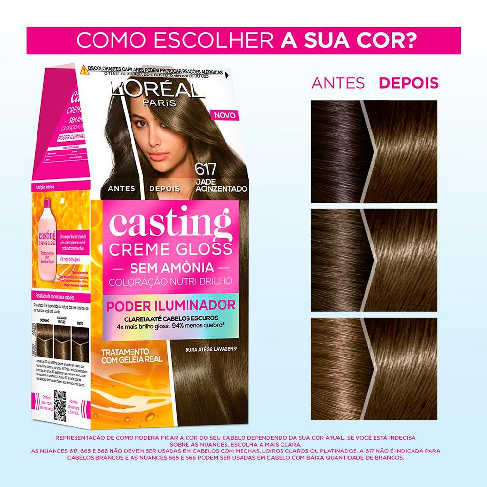 Tinta de Cabelo L’Oréal Paris Casting Creme Gloss 617 Jade Acinzentado ...