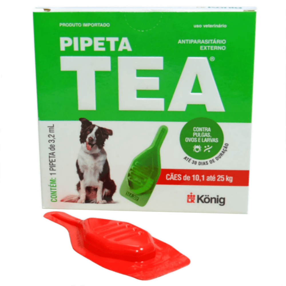 Pipeta Tea 3,2ml Antiparasitário Contra Pulgas para Cães de 10,1 até 25 ...