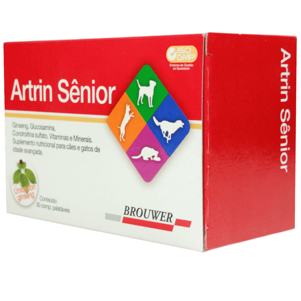 Artrin Sênior Condroprotetor Para Cães e Gatos com 30 comp. Palatáveis ...