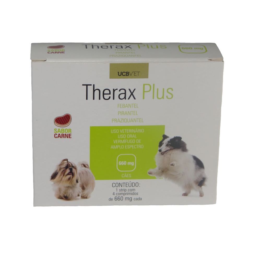 Vermífugo Therax Plus 660mg C/4 comp. UCBVET - Drogaria Sao Paulo