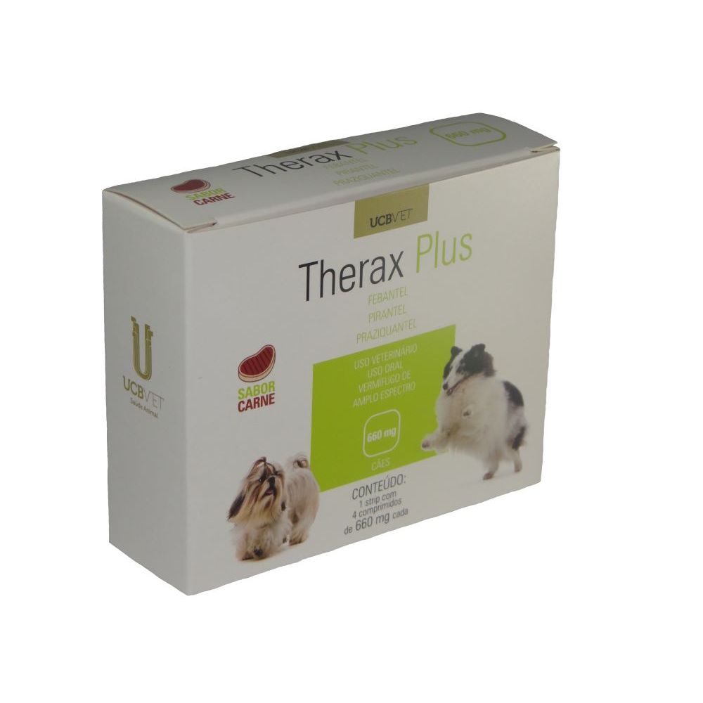 Vermífugo Therax Plus 660mg C/4 comp. UCBVET - Drogaria Sao Paulo