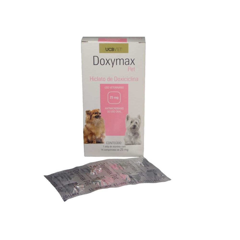 Antimicrobiano Doxymax Pet 25mg C/14 comp. UCBVET - Drogaria Sao Paulo
