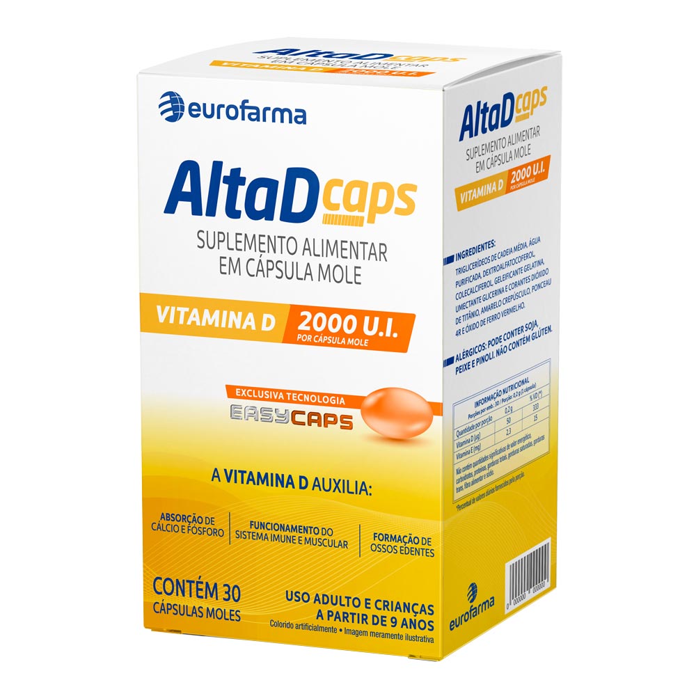 Alta D 2.000UI Eurofarma 30 Cápsulas Moles - Drogaria Sao Paulo