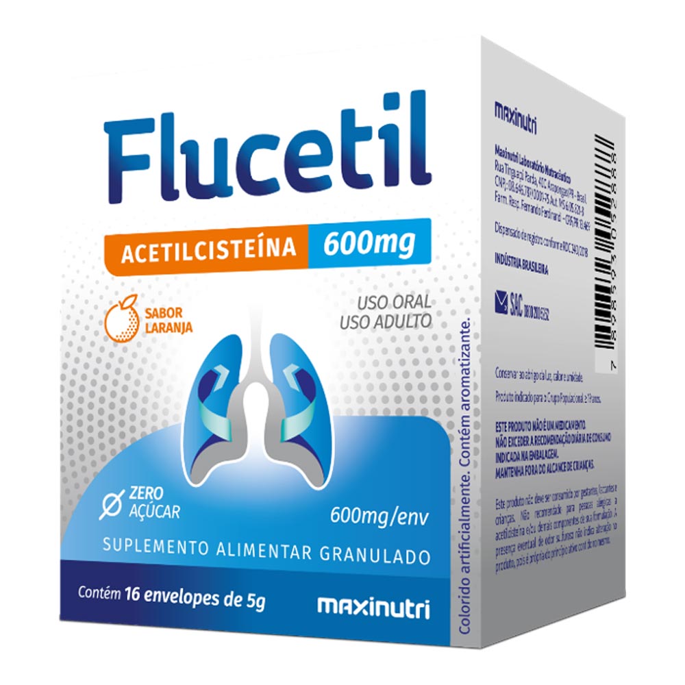 Flucetil 600mg Maxinutri 16 Envelopes com 5g Cada - Drogaria Sao Paulo