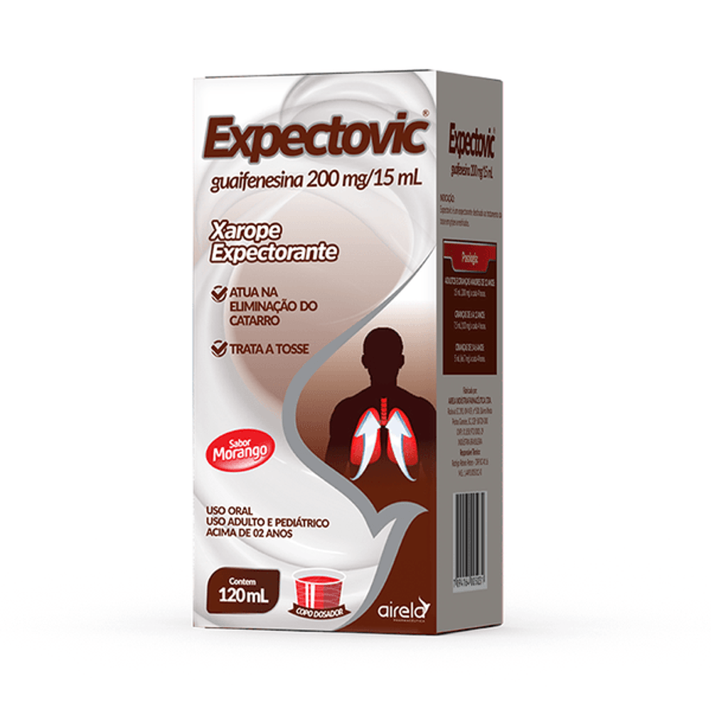 Expectovic Xarope 200mg Sabor Morango Frasco 120ml - Drogaria Sao Paulo