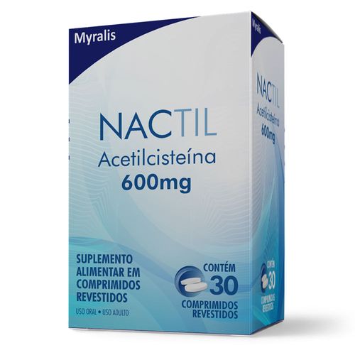 Nactil Acetilcisteina 600MG C/30 Comprimidos Revestido - Drogaria Sao Paulo