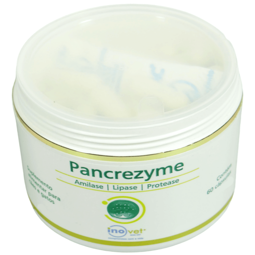 Pancrezyme 60 Cápsulas 500mg Para Cães e Gatos Inovet - Drogaria Sao Paulo