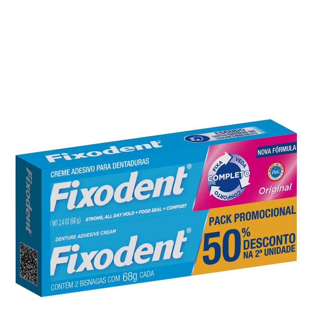 Kit Creme Fixador de Dentadura Fixodent Original 68g 2 Unidades - Drogaria Sao Paulo