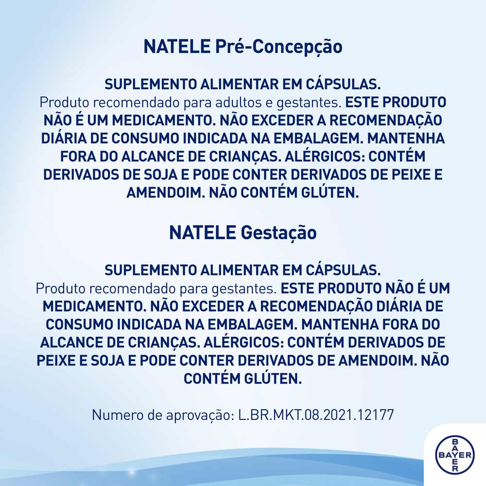 Suplemento Alimentar Natele Gestação Bayer 28 Capsulas - Drogaria Sao Paulo