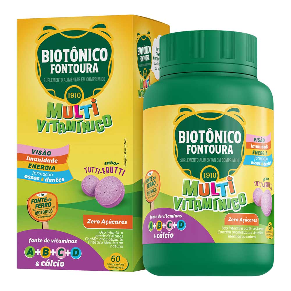 Suplemento Vitamínico Biotônico Fontoura Tutti Frutti 60 Comprimidos ...