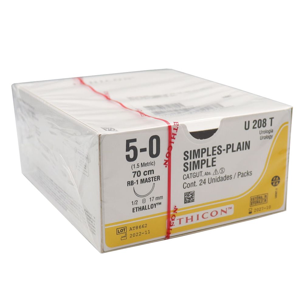 Fio de Sutura Ethicon Catgut Simples Plain 5-0 com Agulha 17mm 1/2 com 24 - Johnson & Johnson ...