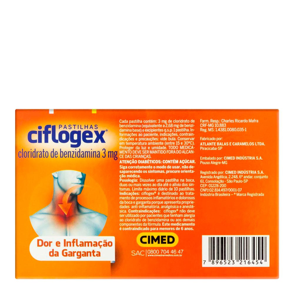 Ciflogex Laranja 3mg Cimed 12 pastilhas - Drogaria Sao Paulo
