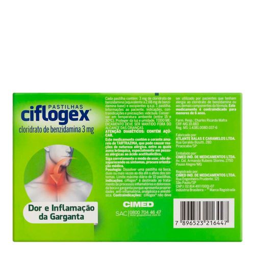 Ciflogex Menta e Limão 3mg Cimed 12 pastilhas - Drogaria Sao Paulo