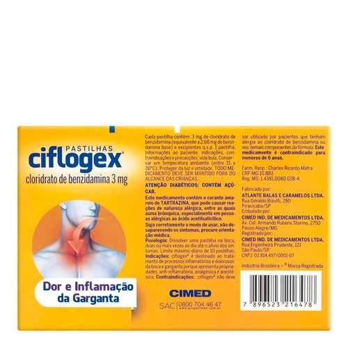Ciflogex 3mg Mel e Limão Cimed 12 pastilhas - Drogaria Sao Paulo